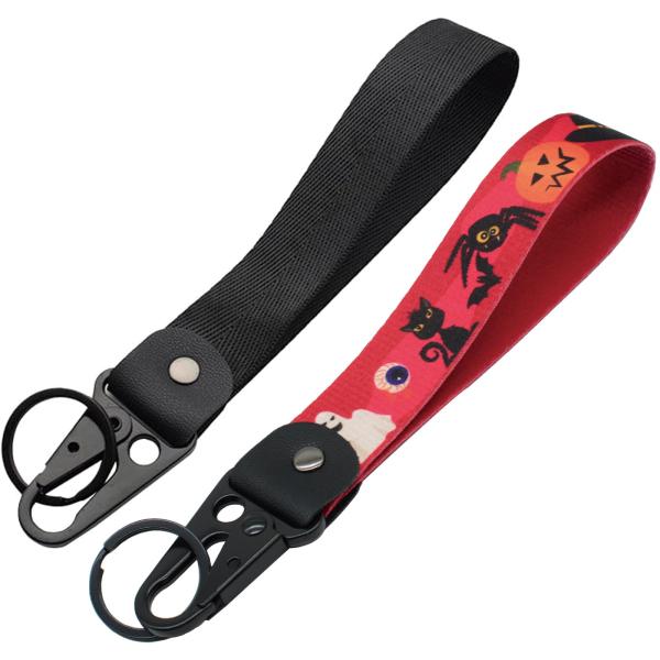 ・? 【2-Pack Versatile Design】： Includes 1 classic black and 1 stylish floral keychain wristlet lanyard, perfect for match...