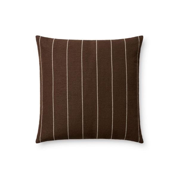 ・Striped Throw Pillow: Keisha is a striped throw pillow with a chocolate brown and beige color palette for organic moder...