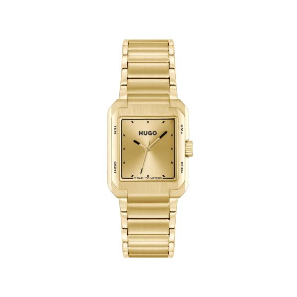 ・HUGO flips the script with an analog take on its popular #THRIVE digital timepiece. Featuring a sleek rectangular case ...