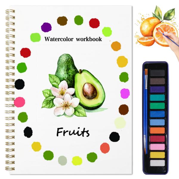 ・12種類のパターンデザイン:各水彩画の練習帳には、12種類のフルカラーの例とイラスト入りのスケッチが含まれています。ステップバイステップの説明書が付属しており、紙に簡単にペイントできます。 絵画の練習をしたいすべての初心者に適しています。...