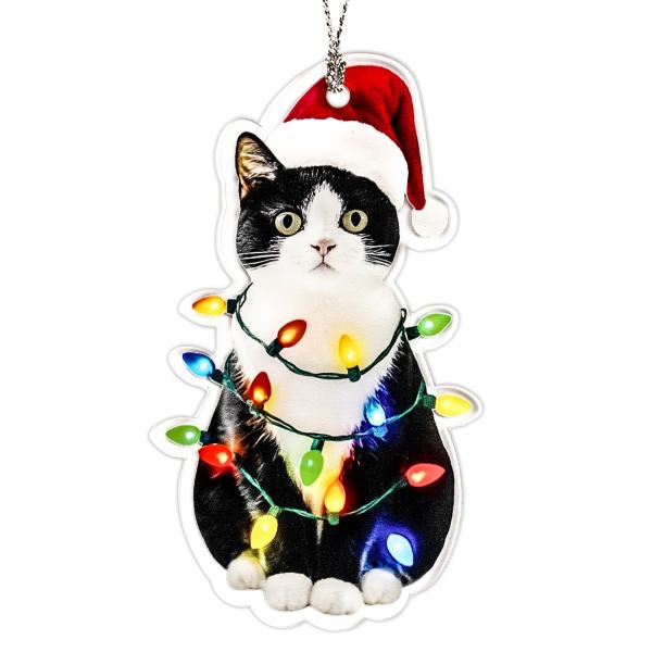 ・? Tuxedo Cute Black Cat Christmas Ornaments 2026 - Festive Keepsake: Celebrate the holidays with this 4-inch acrylic ca...
