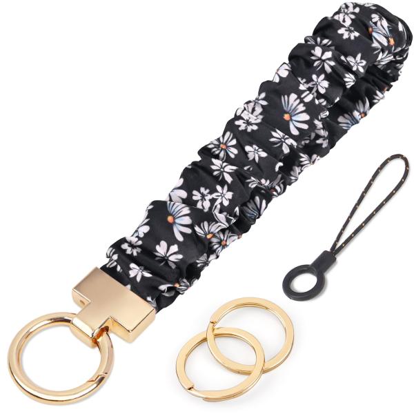 ・?Versatile Wristlet Keychain: Knagsfa Stretchy Wristlet Keychain has two metal key chains and a black rope, so you can ...