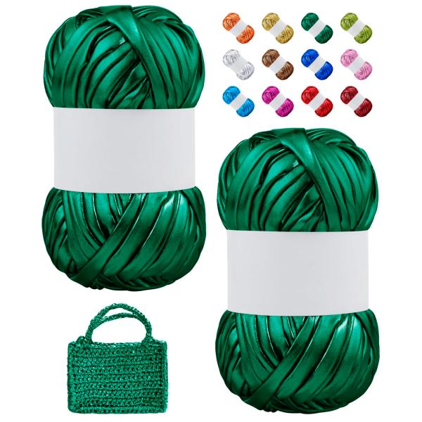 ・Package Includes: You will 2 skeins metal T-shirt yarn, each skein is 33 yards in length, 100g in weight, 0.7 inch in e...