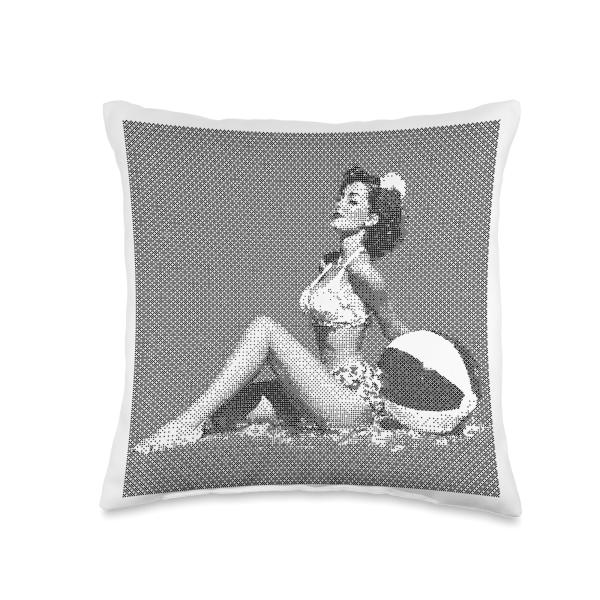 ・Perfect for fans of vintage style, retro art, and classic pin-up aesthetics, this beach girl design captures summer vib...
