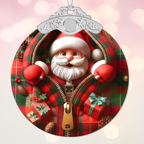 ・? Funny Santa Ornament 2025 - Celebrate the holiday season with this handmade Santa zipper ornament featuring a fun pla...