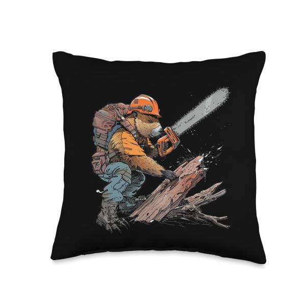 ・Humorous beaver-mit chainsaw motif: With this design awaken a touch of adventure in the forest! Our funny motif shows a...