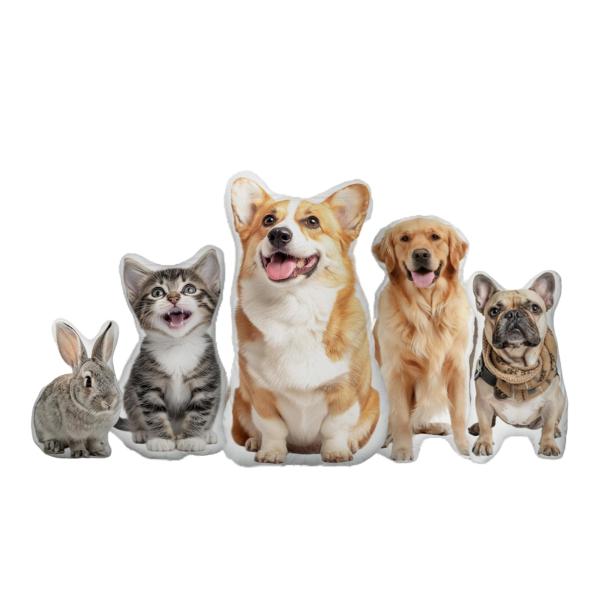 ・CUSTOM PET SHAPED PHOTO PILLOW: Personalized dog or cat-shaped throw pillows featuring duplex printing of your pet's ph...