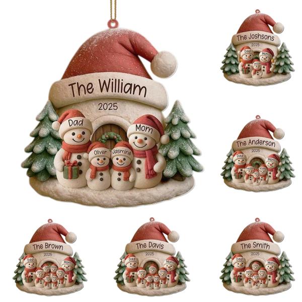 ・???????????? ?????? ???????? 2025 - Add your family surname on the hat and each member's name on the snowmen, creating ...