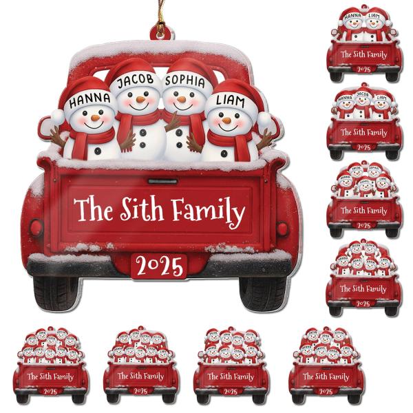 ・???????????? ?????? ???????? - Customize the ornament with your family surname and add individual names to each snowman...