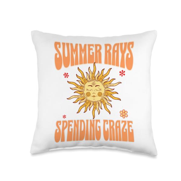 ・"Summer Rays Spending Craze" design captures the bright energy of summer with a retro sun graphic, perfect For Men, Wom...