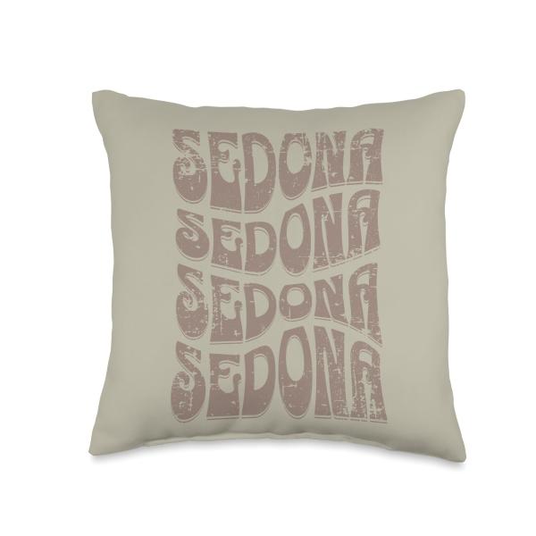 ・Sedona Arizona in a vintage, retro style font souvenir design with a sixties or seventies vibe. Fun big, bold look for ...