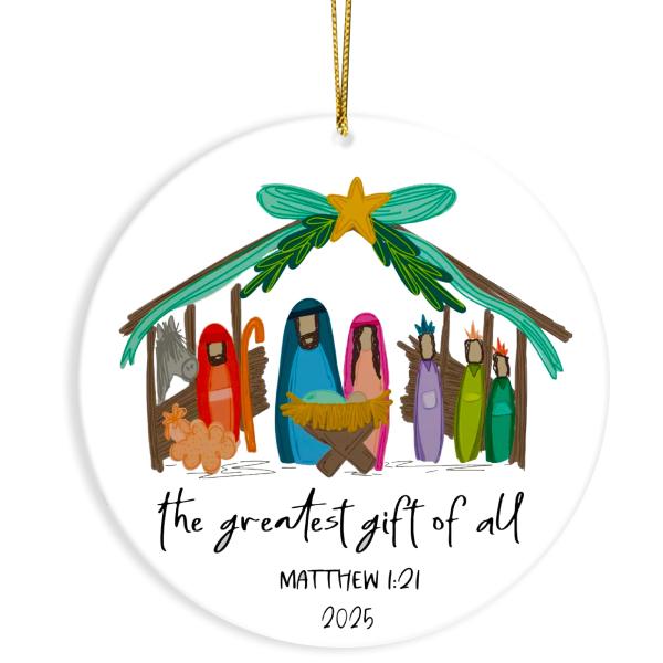 ・Nativity ornaments design for faith-filled Christmas decor; fits collections of Christian Christmas ornaments and relig...