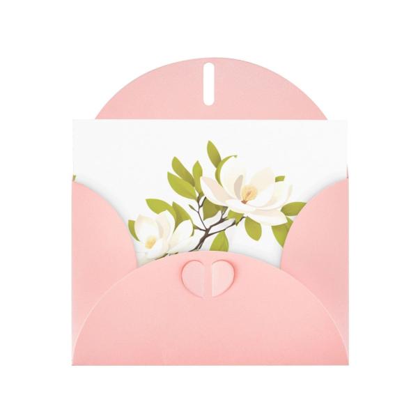 ・Elevate your holiday greetings with our Pink Greeting Card DLXW Beautiful magnolia flowers Pattern Greeting Card, craft...