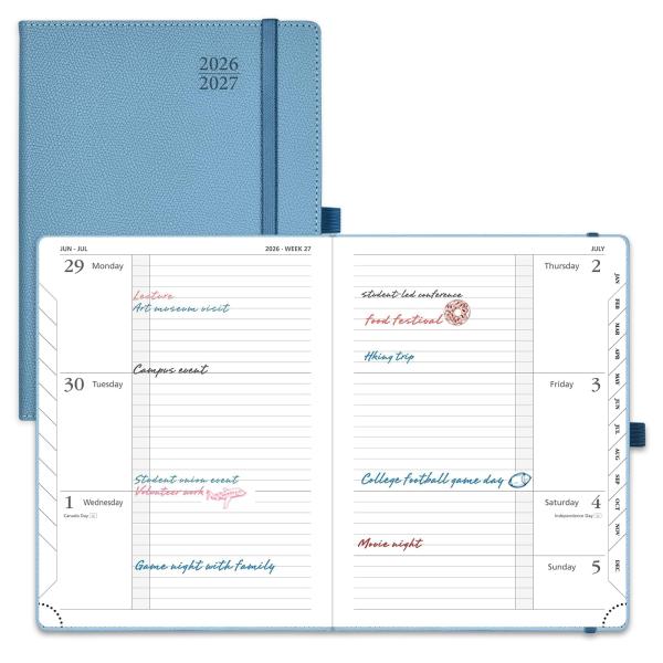・2026-2027 Weekly ＆ Monthly Academic Planner: This medium-sized planner (6.75" x 8.75") spans from July 2026 to June 202...