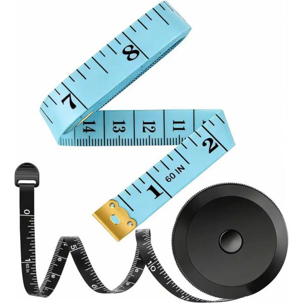 ・【多目的2イン1セット】2つの重要な巻尺を手に入れましょう:生地と体の測定のための柔らかいファッションピンクの巻尺、さらに素早く正確なタスクのための格納式ブラックテープメジャー。 このコンボは、縫製や仕立てから減量の追跡、ウエストサイズの...