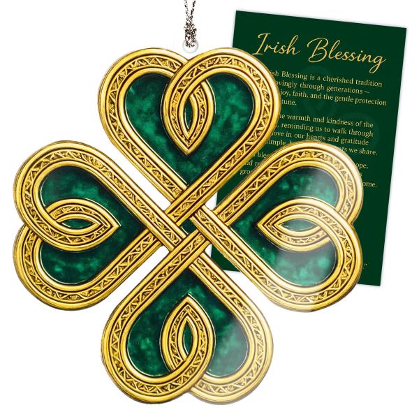 ・? Celtic Clover Design: Four-heart Celtic knot forms a radiant shamrock-uniting love, protection, and Irish good luck.・...