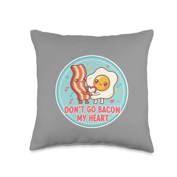 ・This heartwarming image showcases an adorable slice of bacon and a sunny-side-up egg, their kawai faces beaming as they...