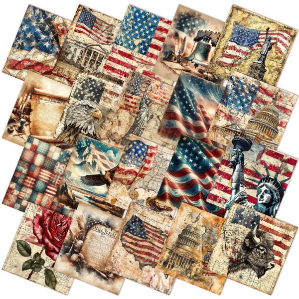 ・Vintage Patriotic Theme: impart life to your creations with our Patriotic fabric printed with 20 different Patriotic pa...