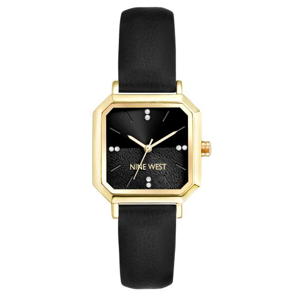 ・Case diameter: 27mm; mineral crystal lens・Gunmetal grey textured dial with gold-tone hands, debossed indexes and genuin...