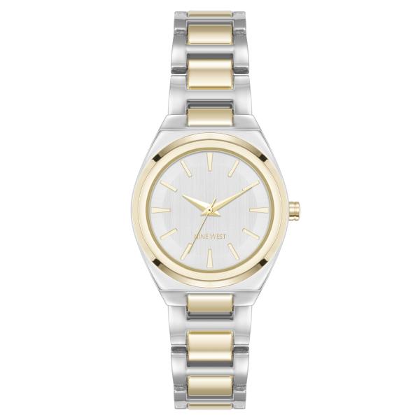 ・Case diameter: 30mm; mineral crystal lens・Silver-tone dial with gold-tone hands and markers・Two-tone adjustable link br...