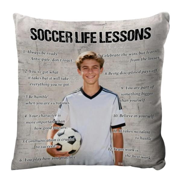 ・? INSPIRED BY THE GAME - This soccer life lessons pillow highlights the values of teamwork, persistence, and passion, r...