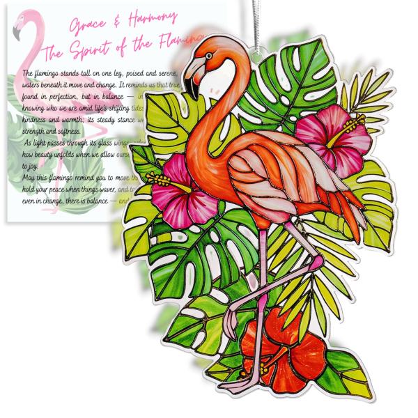 ・? PINK FLAMINGO CHRISTMAS ORNAMENTS - Vibrant tropical design with hibiscus flowers and leaves; adds a fun, girly pop t...