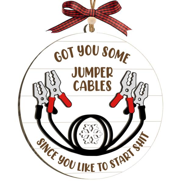 ・? Hilariously Sarcastic Design: This funny christmas ornament features the quote "I got you some jumper cables since yo...