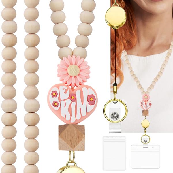 ・【Package Include】 You will receive a beautiful and practical wooden beads badge lanyard, including a retractable reel a...