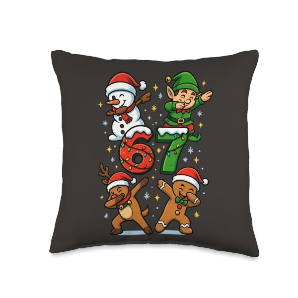 ・Dabbing Christmas squad with snowman, elf, reindeer and gingerbread・100% spun-polyester fabric・Double-sided print・Fille...
