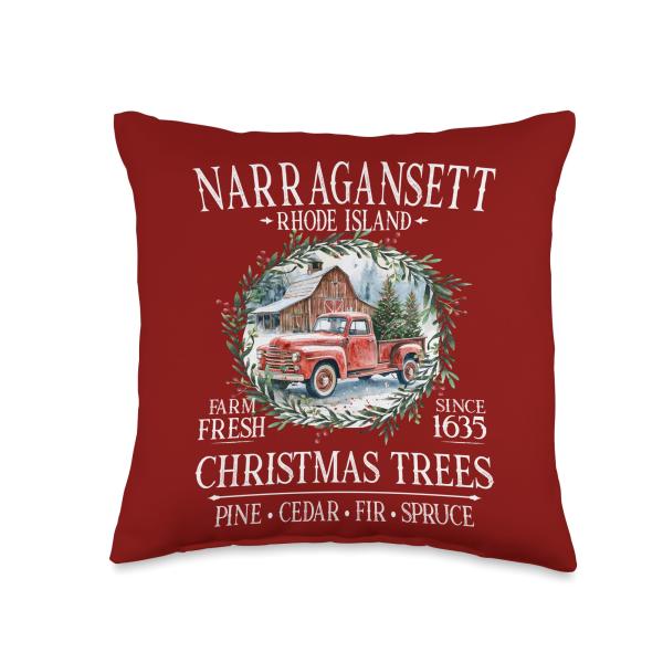 ・Narragansett Rhode Island farm fresh Christmas trees since 1635 Winter holiday tee for men or women, kids, kids and tee...