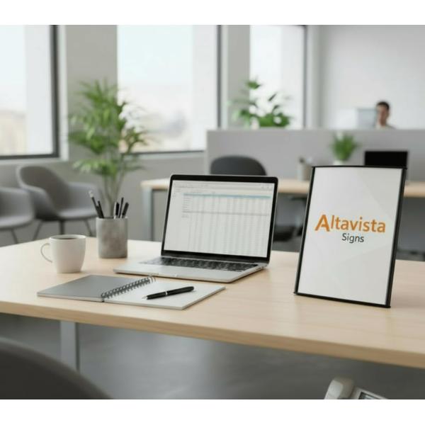・DESK SIGN HOLDERS - Professional aluminum frames designed for displaying office signage, desk names, or Nameplates labe...