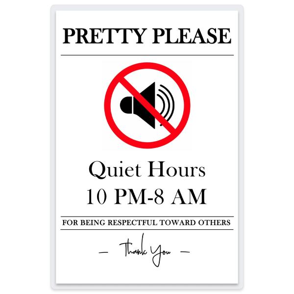 ・丁寧で効果的なリマインダー:フレンドリーな「Pretty Please, Quiet Hours 10PM-8AM」のメッセージと「他人への敬意を表する」というメモが付いています。 このアプローチは、ゲストを温かく歓迎するトーンを維持しな...