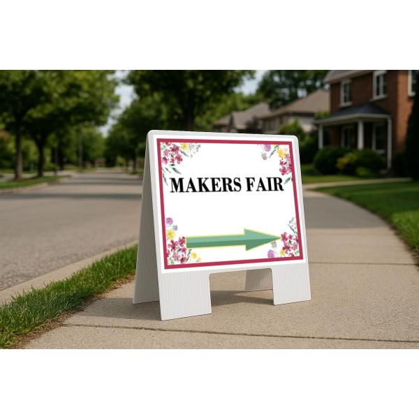 ・Two-Way Direction - Double-sided A-frame sign with bold arrows; one points left and the other points right, making it s...