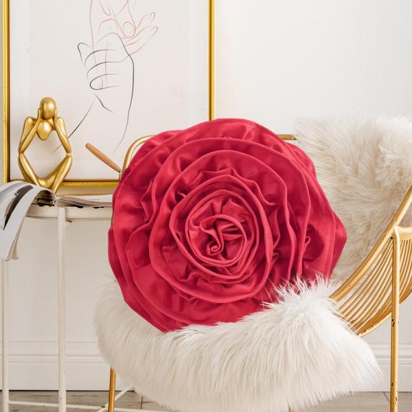 ・【Floral Design】This 15.7-inch pillow features floral design, resembling layers of petals. The 3D design is lifelike, as...