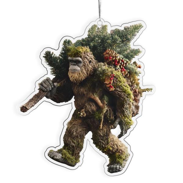 ・? Double-Sided Bigfoot Design: Printed on both sides with a high-detail walking Sasquatch carrying a Christmas tree for...