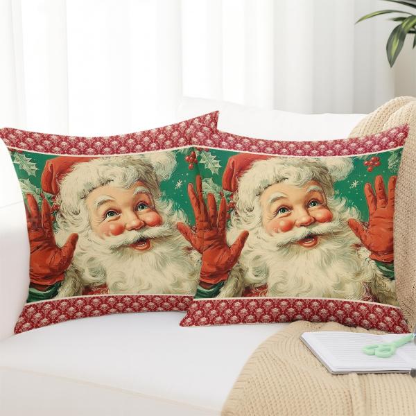 ・? Charming Holiday Gift: Add festive warmth to your home with this beautiful Christmas pillow featuring a classic Santa...