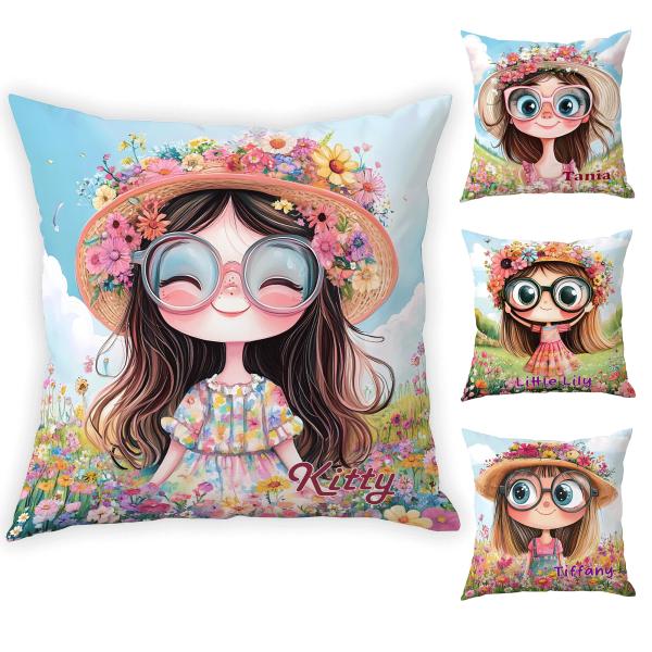 ・? Custom Quirky Girl Pillow: Add personality and color to your space with this funny quirky girl character pillow featu...
