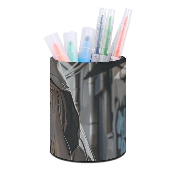 ・Premium Leather ＆ Elegant Design: Crafted from high-quality PU leather, this Girl in Hoodie pencil holder combines dura...