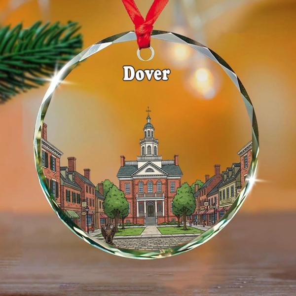 ・[CUSTOM DOVER ORNAMENT]: Celebrate the beauty of Dover, USA with this glass Christmas ornament featuring a city skyline...