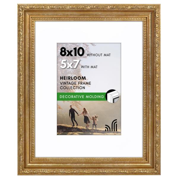 ・Our vintage frame adds ornamental detail that makes photos feel refined, polished, and display-ready・Removable mat crea...