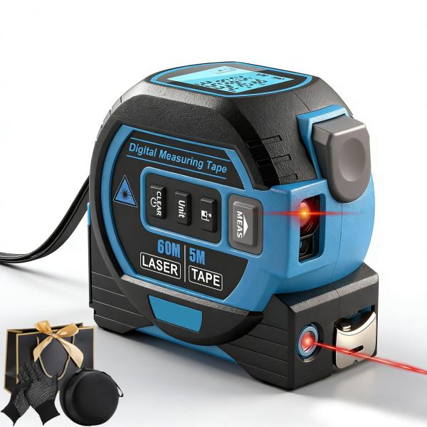 ・【Durable ＆ Comfortable】Electric measuring tape has high-impact rubberized ABS case for a firm grip. One Key Ranging, Hi...