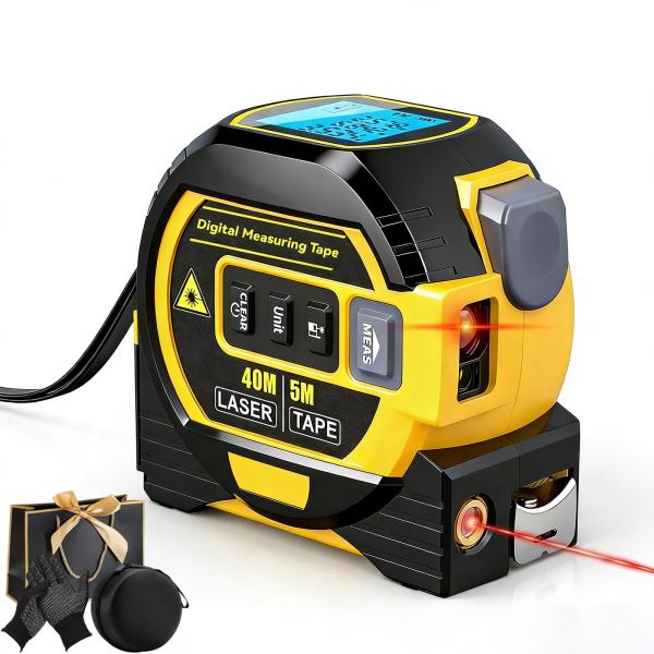 ・【Durable ＆ Comfortable】Electric measuring tape has high-impact rubberized ABS case for a firm grip. One Key Ranging, Hi...