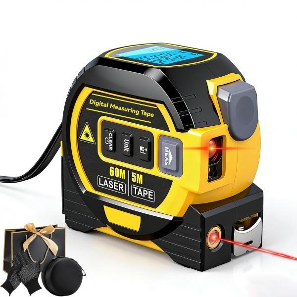 ・【Durable ＆ Comfortable】Electric measuring tape has high-impact rubberized ABS case for a firm grip. One Key Ranging, Hi...