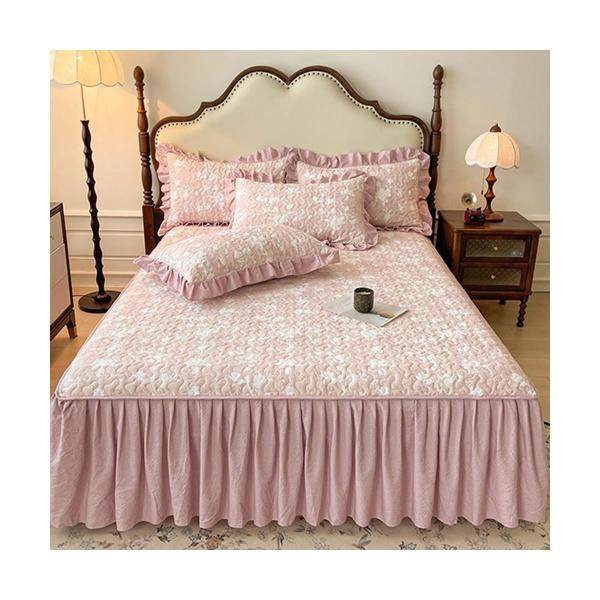 ・【BEDSKIRT 3 PIECE】: Full Bed/Queen Bed/ King Bed Bedskirt,Our bed skirt made of Cloud-Feel Crinkle Gauze,Delicate quilt...