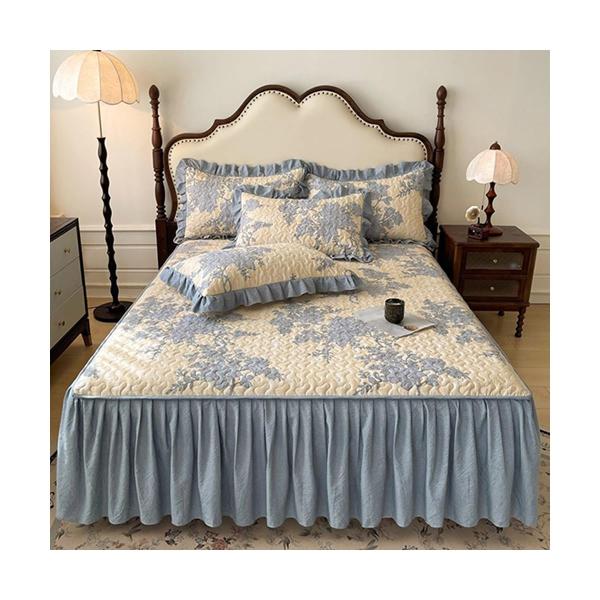 ・【BEDSKIRT 3 PIECE】: Full Bed/Queen Bed/ King Bed Bedskirt,Our bed skirt made of Cloud-Feel Crinkle Gauze,Delicate quilt...