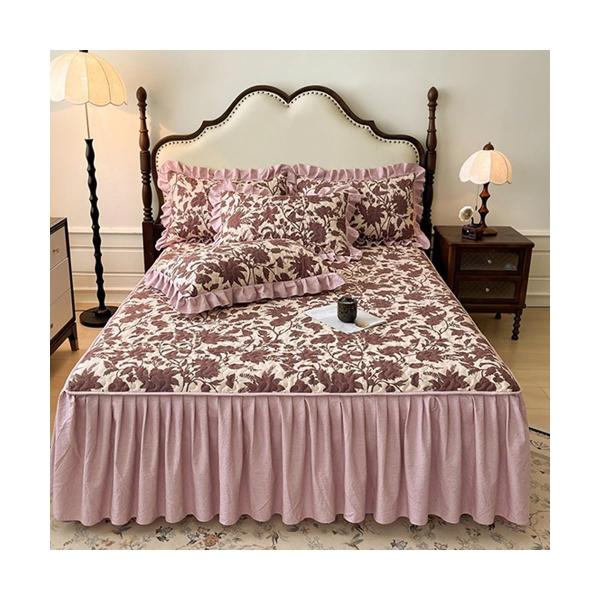 ・【BEDSKIRT 3 PIECE】: Full Bed/Queen Bed/ King Bed Bedskirt,Our bed skirt made of Cloud-Feel Crinkle Gauze,Delicate quilt...