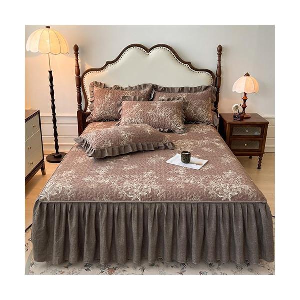 ・【BEDSKIRT 3 PIECE】: Full Bed/Queen Bed/ King Bed Bedskirt,Our bed skirt made of Cloud-Feel Crinkle Gauze,Delicate quilt...