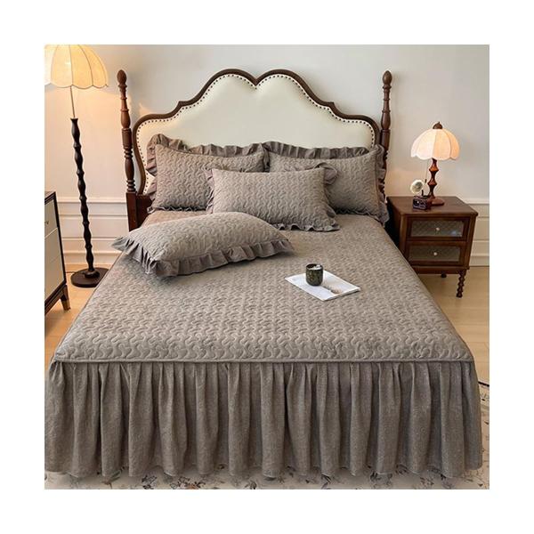 ・【BEDSKIRT 3 PIECE】: Full Bed/Queen Bed/ King Bed Bedskirt,Our bed skirt made of Cloud-Feel Crinkle Gauze,Delicate quilt...