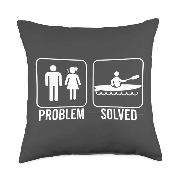 ・PROBLEM. SOLVED. Nagging wife or girlfriend? No problem! Head out on your kayak. Funny stick figure meme features two b...