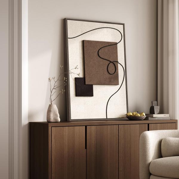 ・[Framed Wall Art]: This 24x36 inch framed abstract art 3d wall panels features a minimalist design with geometric shape...